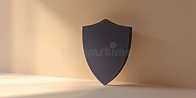 Dark Grey Shield Shape Standing on Beige Background Security Concept ...