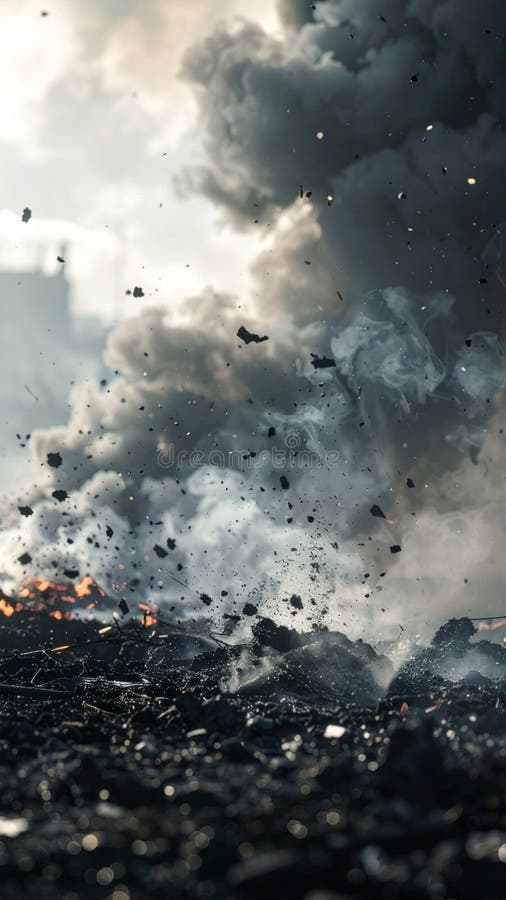 Dark Grey Smoke and Fire Explosion Stock Illustration - Illustration of ...