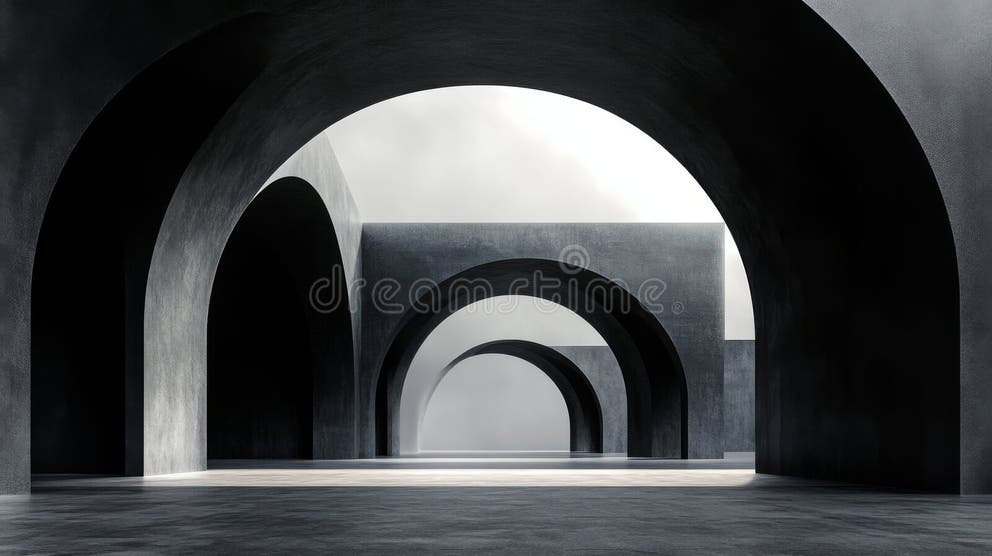 Dark Grey Stone Archway Interior Architecture Stock Illustration ...
