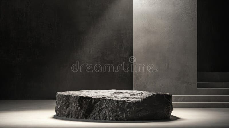 Dark Grey Stone Platform with Dramatic Lighting Stock Illustration ...