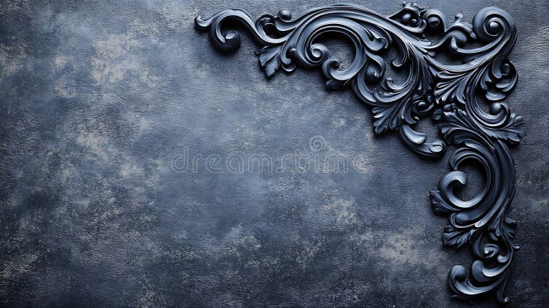 Dark Ornate Decorative Corner Design Element on Textured Background ...