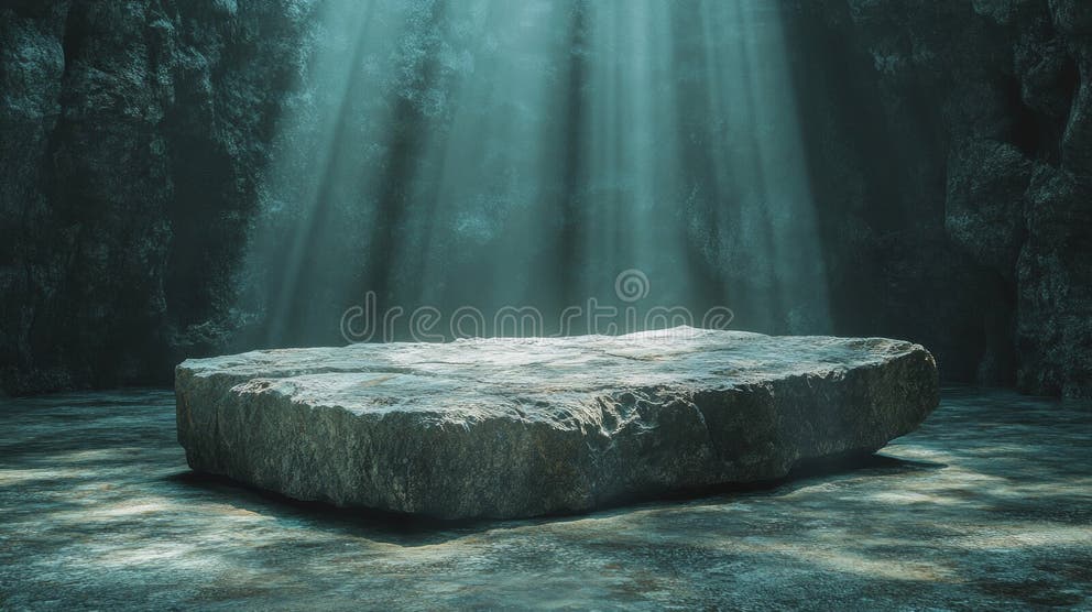 Dark Grey Textured Stone Platform with Dramatic Lighting Stock ...