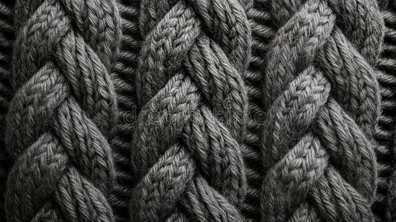 Dark Grey Thick Cable Knit Textile Texture Stock Illustration ...