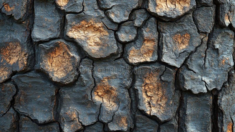 Dark Grey Tree Bark Texture with Orange Patches Stock Illustration ...