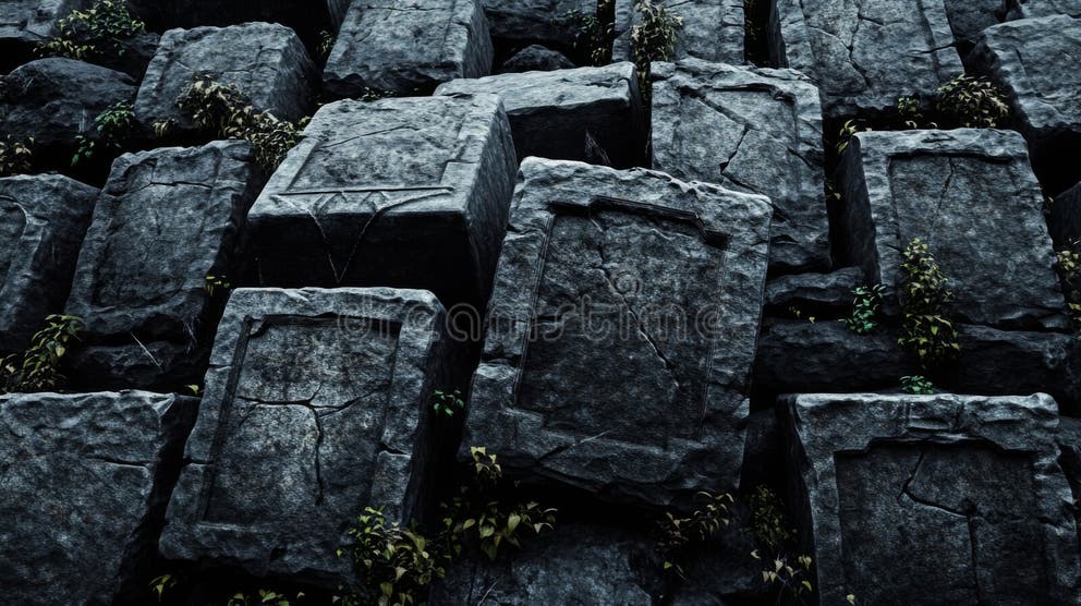 Dark Grey Weathered Stones Pile Texture Background Stock Illustration ...