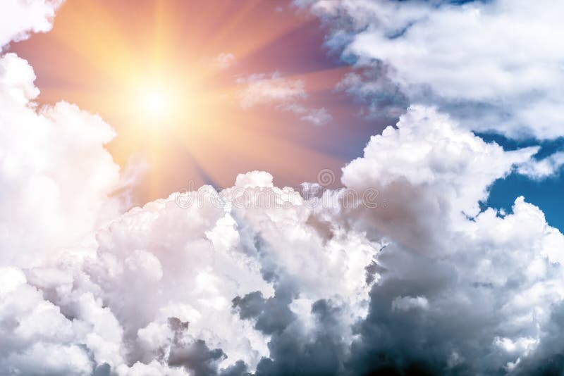 Storm Clouds in the Blue Sky and Sun, Background Stock Image - Image of ...