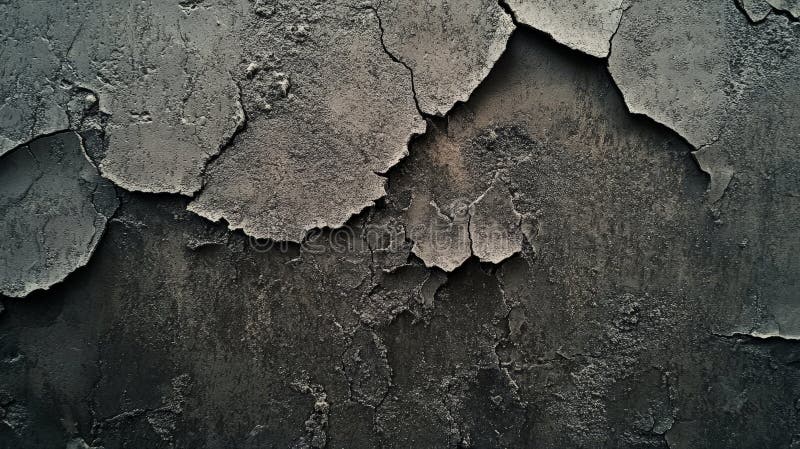 A Dark, Gritty Concrete Wall with Deep Cracks and Rough Patches. the ...