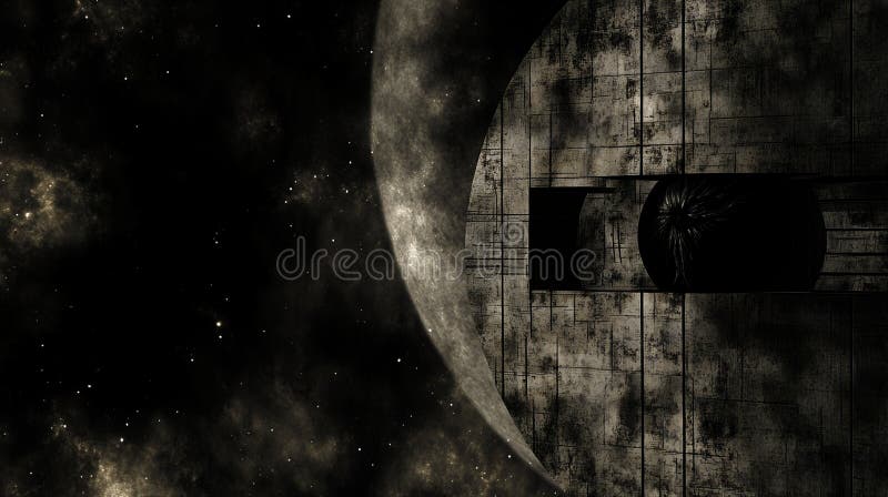 A Dark Gritty Spaceship Against a Starfilled Sky Stock Illustration ...