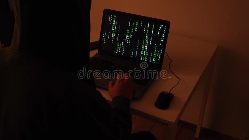 Dark Hacker Coding on a Computer with Code Rain Poping Up Stock Video ...