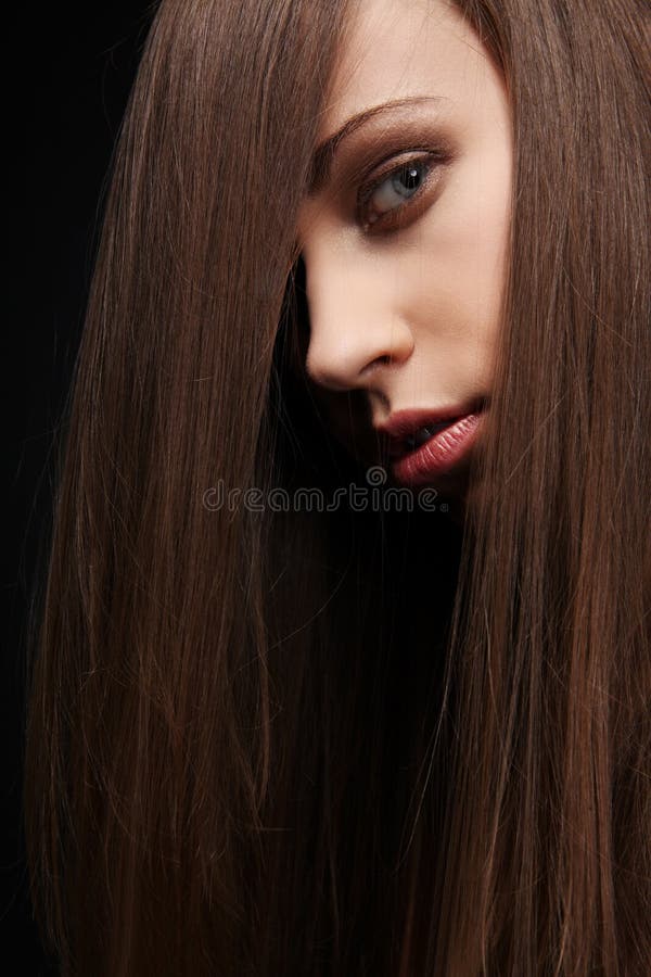 Dark hair Beauty stock photo. Image of torso, blue, hair - 124030