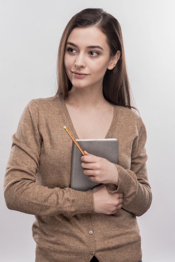 Dark-haired Young Student Getting Ready for Her First Day in University ...