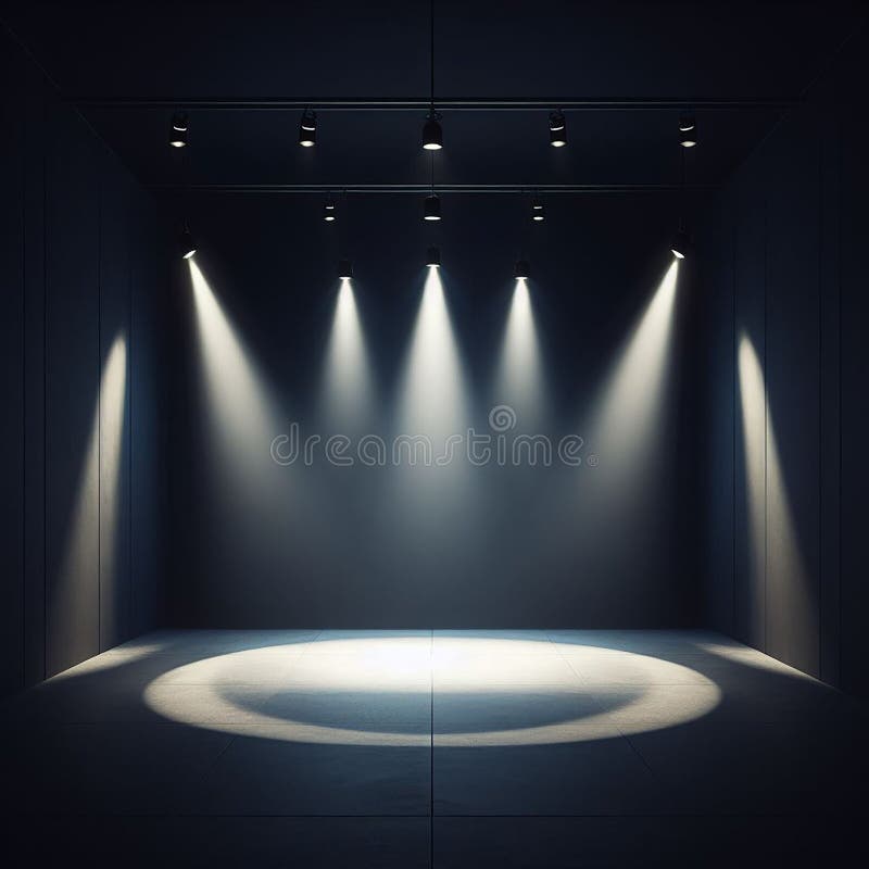 Dark Hall Empty Wiht Spotlight for Exhibition. Created with Generative ...