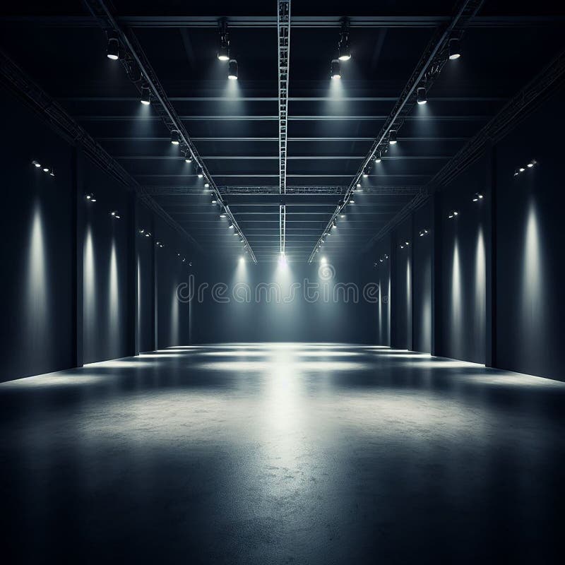 Dark Hall Empty Wiht Spotlight for Exhibition. Created with Generative ...