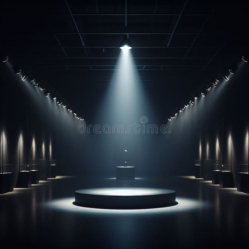 Dark Hall Empty Wiht Spotlight for Exhibition. Created with Generative ...