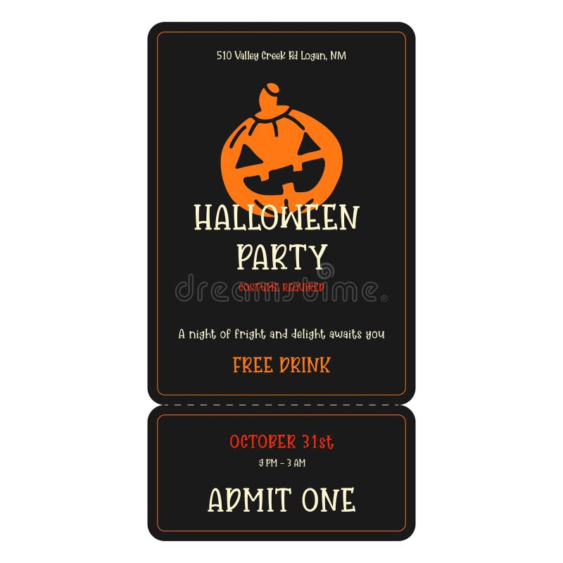 Dark Halloween Party Ticket Stock Vector - Illustration of silhouette ...
