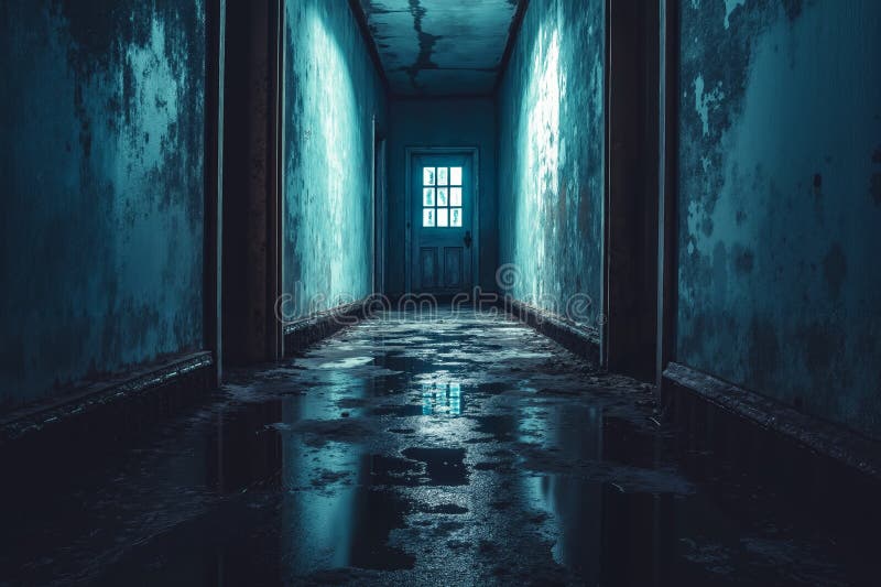 A Dark Hallway with a Light at the End of it Stock Photo - Image of ...