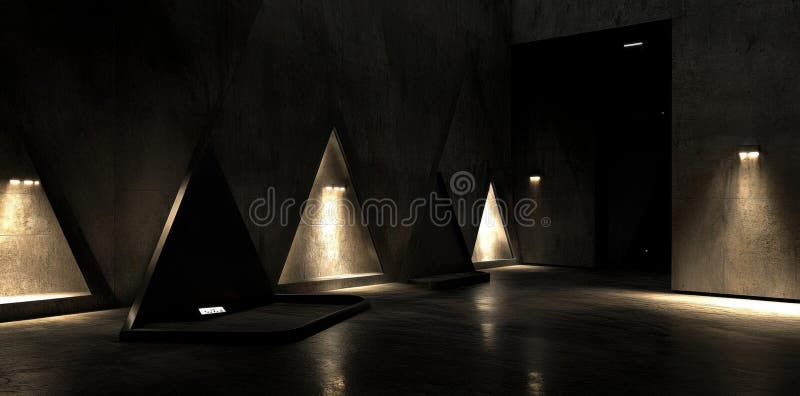 Dark Hallway with Triangular Walls Stock Illustration - Illustration of ...