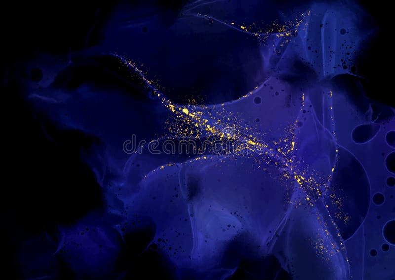 Dark Hand Painted Alcohol Ink Background with Gold Glitter Stock Vector ...