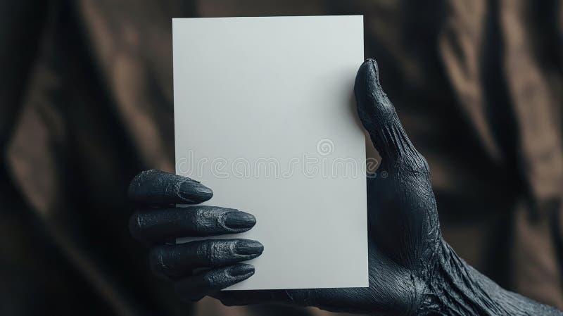Dark Hands Hold Blank White Paper Stock Illustration - Illustration of ...