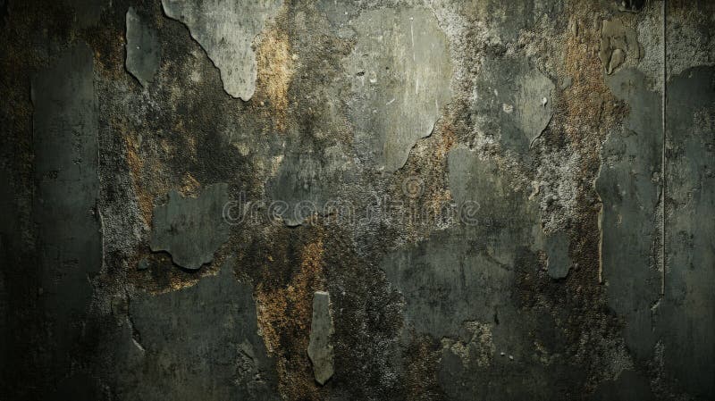 A Dark, Heavily Stained Concrete Wall with a Rough, Worn Texture. the ...