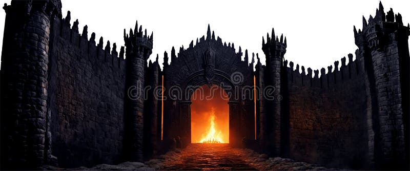 Dark Hell Gate in Fire. Isolated Transparent Background Stock Photo ...