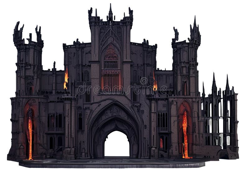 Dark Hell Gate in Fire. Isolated Transparent Background Stock Photo ...