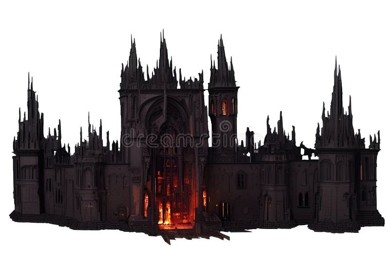 Dark Hell Gate in Fire. Isolated Transparent Background Stock Photo ...