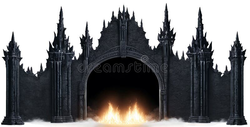 Dark Hell Gate in Fire. Isolated Transparent Background Stock Photo ...