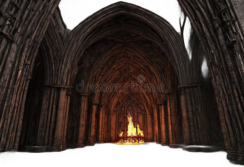 Dark Hell Gate in Fire. Isolated Transparent Background Stock Photo ...