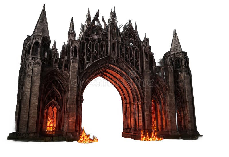 Dark Hell Gate in Fire. Isolated Transparent Background Stock Photo ...