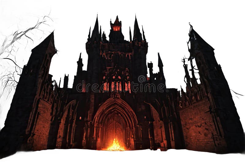 Dark Hell Gate in Fire. Isolated Transparent Background Stock Photo ...