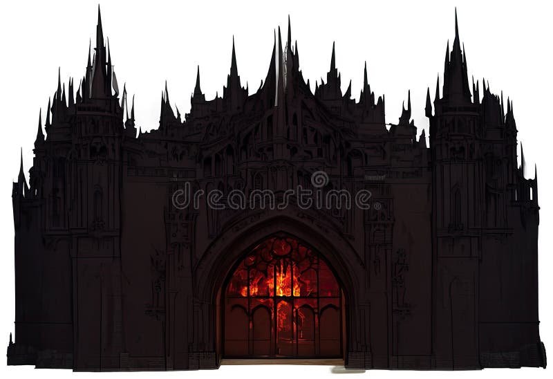 Dark Hell Gate in Fire. Isolated Transparent Background Stock Image ...