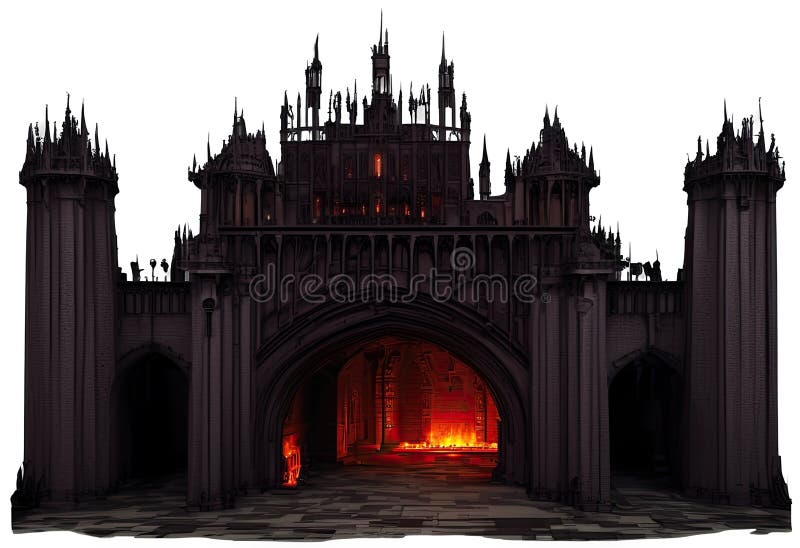 Dark Hell Gate in Fire. Isolated Transparent Background Stock Photo ...