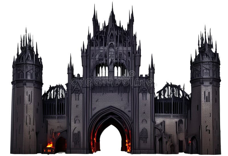 Dark Hell Gate in Fire. Isolated Transparent Background Stock Image ...