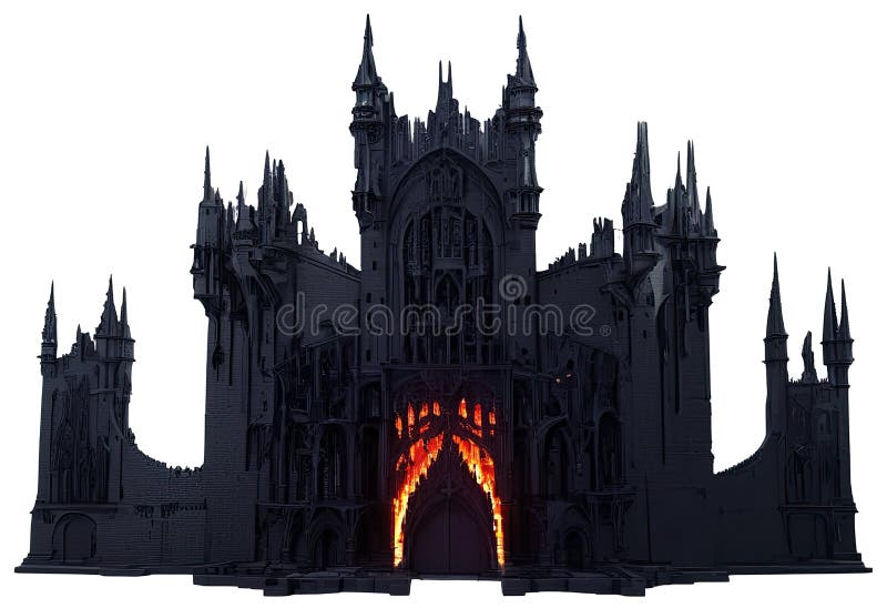 Dark Hell Gate in Fire. Isolated Transparent Background Stock Photo ...