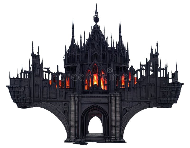 Dark Hell Gate in Fire. Isolated Transparent Background Stock Image ...