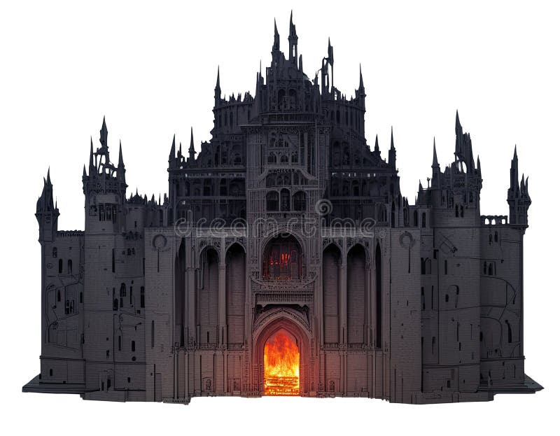 Dark Hell Gate in Fire. Isolated Transparent Background Stock Photo ...