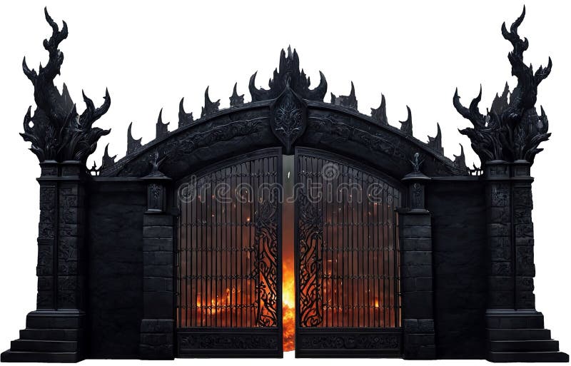 Dark Hell Gate in Fire. Isolated Transparent Background Stock Image ...