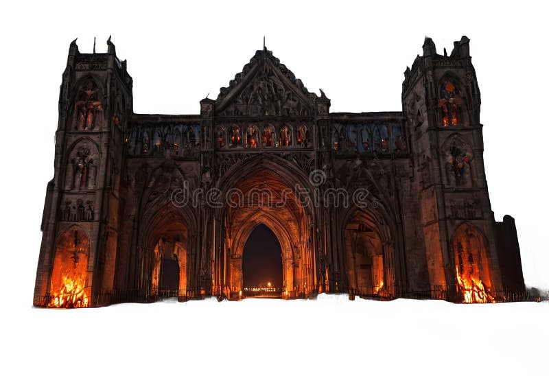 Dark Hell Gate in Fire. Isolated Transparent Background Stock Photo ...