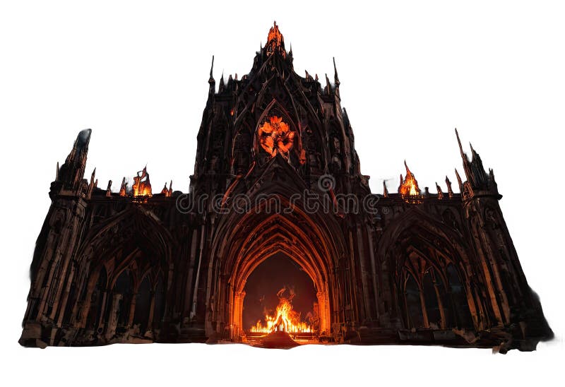 Dark Hell Gate in Fire. Isolated Transparent Background Stock Image ...