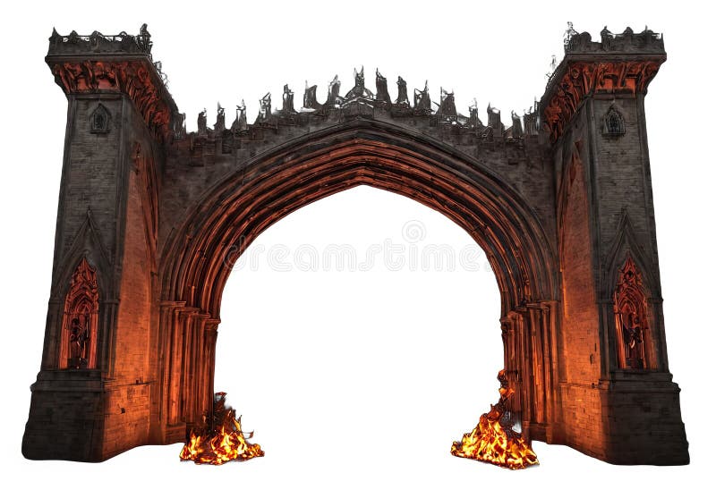Dark Hell Gate in Fire. Isolated Transparent Background Stock Image ...