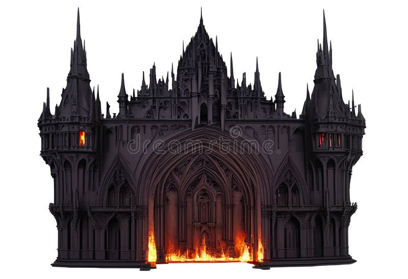 Dark Hell Gate in Fire. Isolated Transparent Background Stock Image ...