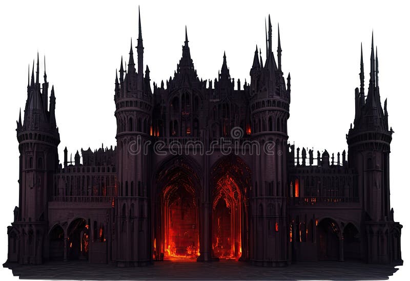 Dark Hell Gate in Fire. Isolated Transparent Background Stock Photo ...