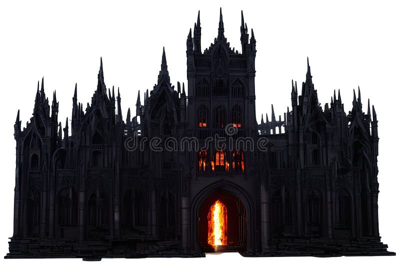 Dark Hell Gate in Fire. Isolated Transparent Background Stock Image ...