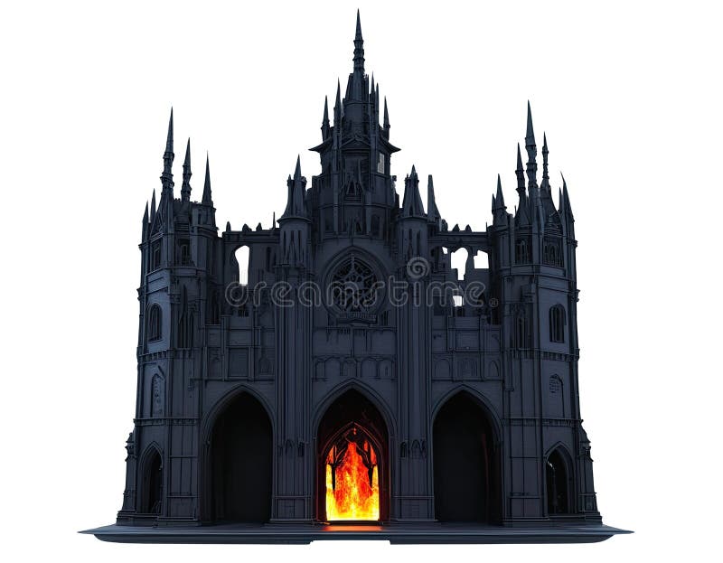 Dark Hell Gate in Fire. Isolated Transparent Background Stock Image ...