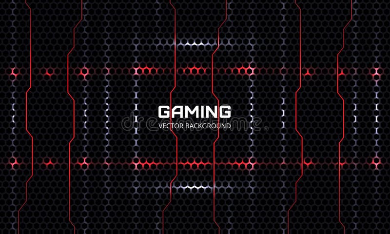 Dark Hexagon Gaming Abstract Vector Background with Red and White ...