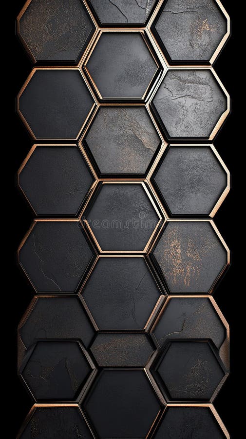 Dark Hexagonal Pattern with Copper Accents Stock Image - Image of ...