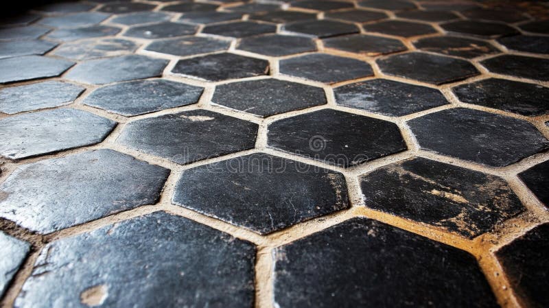 Dark Hexagonal Stone Tile Floor Pattern Stock Illustration ...
