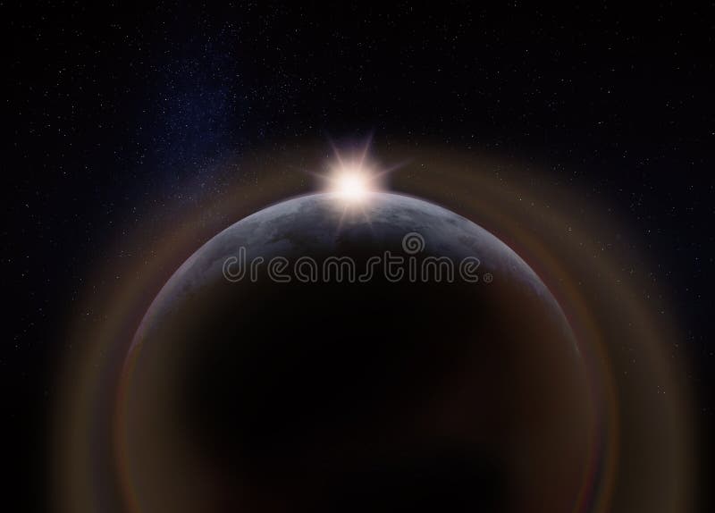 Dark Hidden Side of the Moon, with the Sun Stock Photo - Image of ...