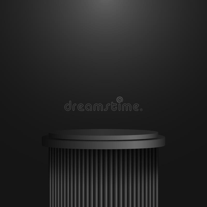 Dark High Podium on Abstract Background, Pedestal 3D Vector Design ...